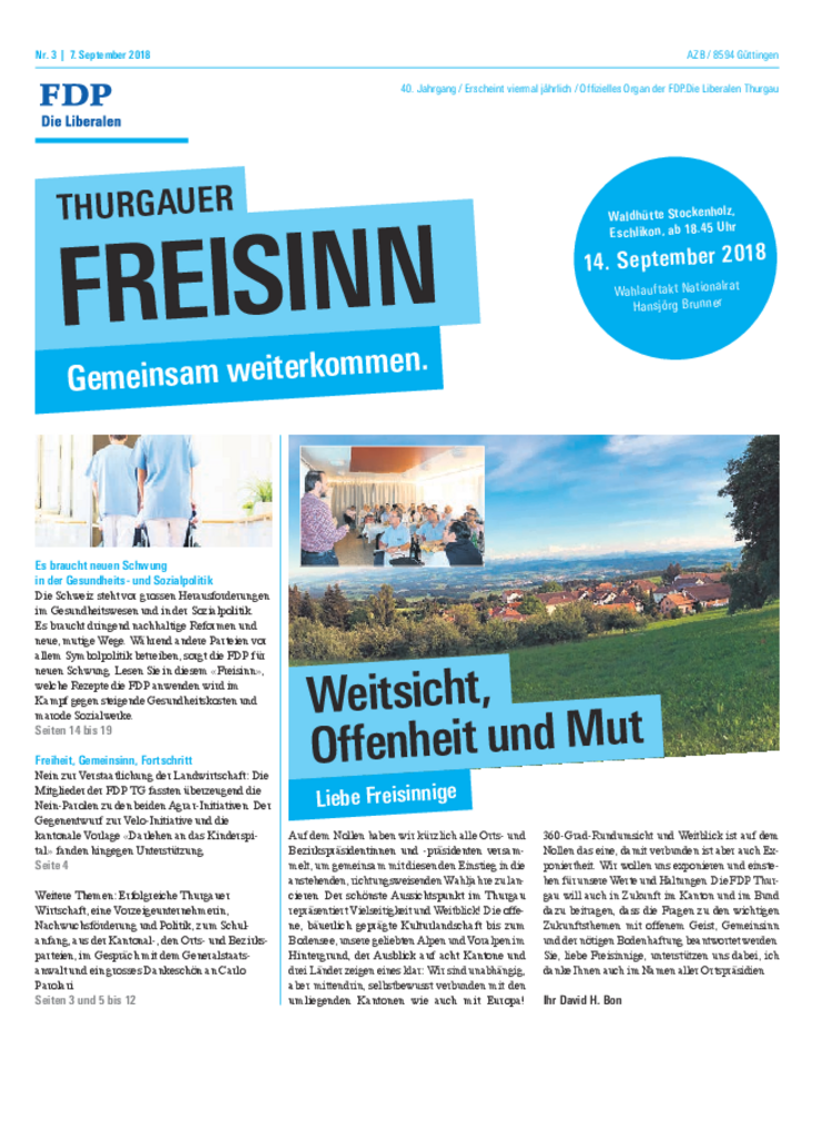 FDP.Die Liberalen Thurgau - Medienmitteilungen detail